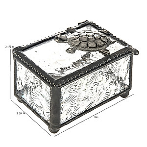 J Devlin Sea Turtle Trinket Glass Jewelry Box 331