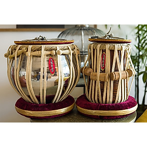 MAHARAJA Basic Tabla Set, Student Tabla Set, Steel Bayan, Dayan, Hammer, Cushions & Cover - Perfect Tablas for Students and Beginners on Budget, Tabla Drums, Indian Hand Drums (PDI-IB)