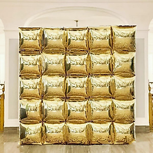 Orgnafey Mylar Metallic Gold Flat Square Foil Balloons Wall Tunnel Background Double Sided Chrome Gold&Silver Balloon Arch Garland Kit For Birthday Graduation Anniversary Party Backdrop Decorations