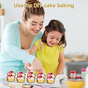 200 Pack Aluminum Foil Cupcake Baking Cups 5oz Cupcake Liners Dessert Cups with Lids Disposable Cupcake Cups Mini Cake Containers Flan Molds Tin Mini Muffin Liners for Wedding Birthday (Gold)