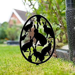 Blank Yard Signs with 12 X 18 Easter Garden Decorations Easter Egg Gnome Rabbit Ground Insert Decoration Acrylic Hollow Animal Figurines Yard Insert Black Chain Link Fencing Roll 9 (Black, One Size)