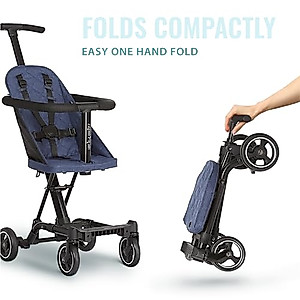 Dream On Me Lightweight and Compact Coast Rider Stroller with One Hand Easy Fold, Adjustable Handles and Soft Ride Wheels, Navy