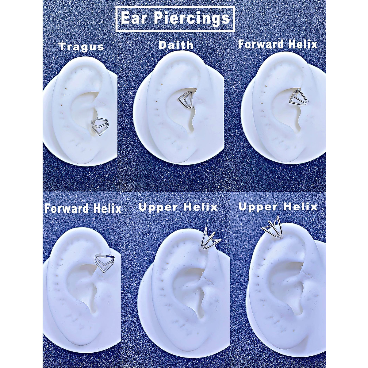 16G 8mm Silver Nose Rings Lip Septum Clicker Triple Open Stack Conch Daith Piercing Jewelry Teardrop Cartilage Earring Hoop 316L Surgical Steel Conch Daith Helix Rook Lobe Earring Teardrop Earring