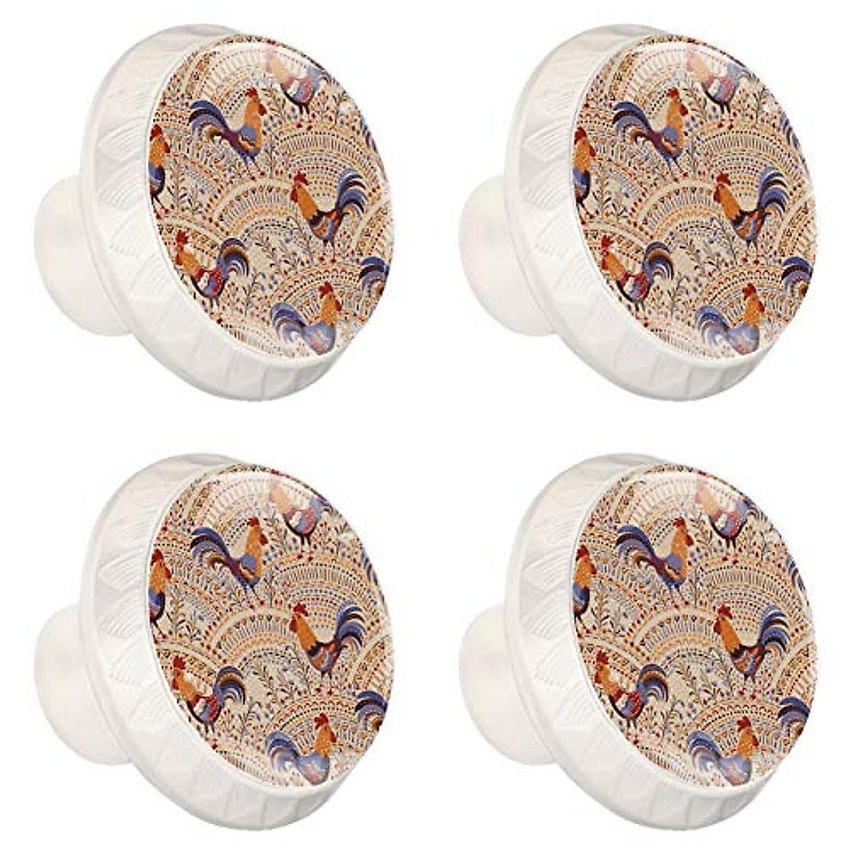 ZJ Cock Rooster Crystal Cabinet Knob for Dressers Wardrobes Bedside Table Nightstand Bookcase, 4 PCs