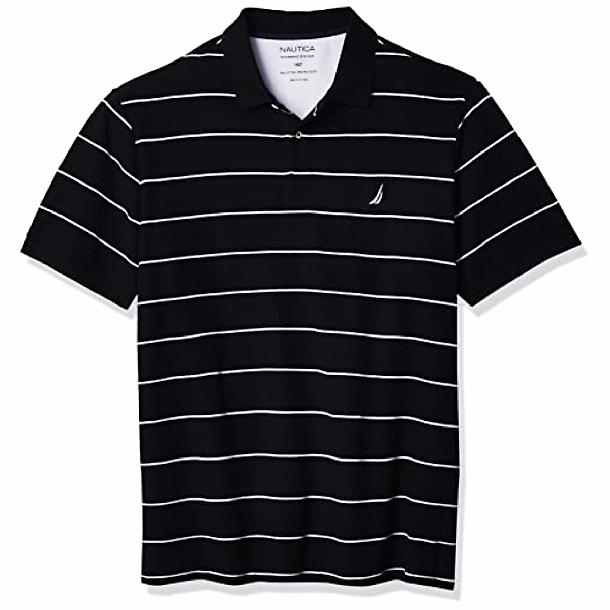 Nautica Men's Tall Classic Short Sleeve Striped Polo Shirt, True Black, 4X Big