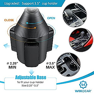 WixGear Cup Phone Holder for Car, Car Cup Holder Phone Mount Adjustable Automobile Cup Holder Smart Phone Cradle Car Mount