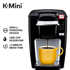 Keurig K15 Coffee Maker, Single Serve K-Cup Pod Coffee Brewer, 6 to 10 Oz. Brew Sizes, Black