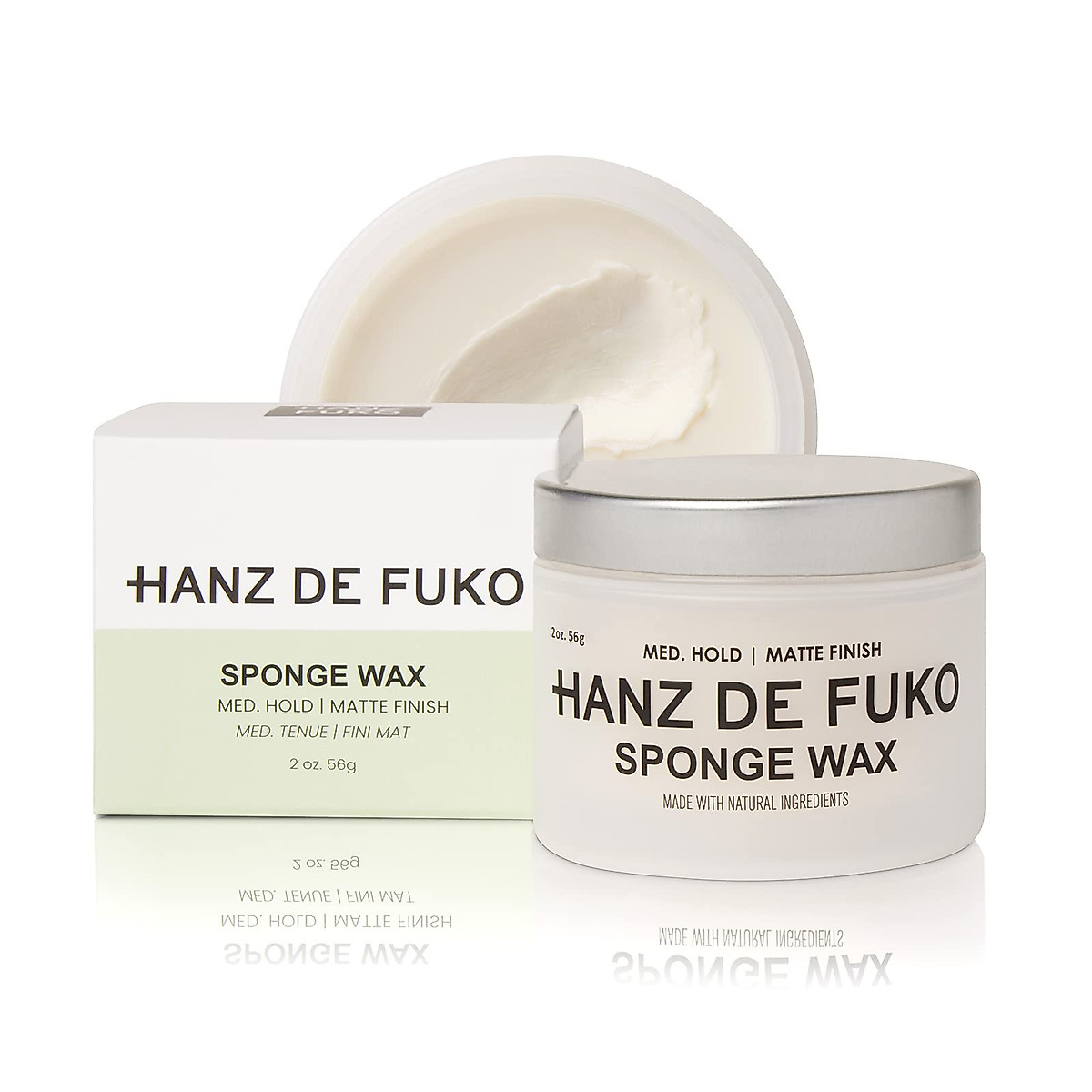 Hanz de Fuko Sponge-Wax – Premium Men’s Hair Styling Wax with Medium Hold & Semi-Matte Finish – 2oz