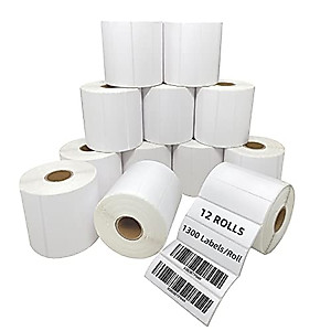 AKOGIRSE 3"x1" Multipurpose Barcode/FNSKU/UPC/FBA Direct Thermal Label, 12 Rolls/15600 Labels, Perforated, Strong Adhesive Shipping Label Compatible with Rollo & Zebra Desktop Printer, BPA&BPS Free