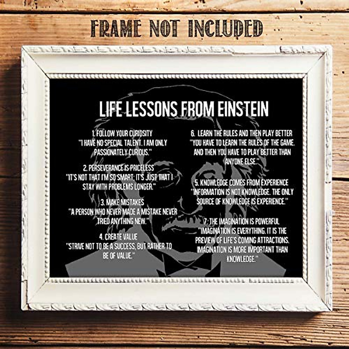 Einstein Quotes Wall Art-"Logical Life Lessons"- 8 x 10" Art Wall Print- Ready to Frame. Thinking Home Décor, Studio & Class Décor. Perfect Gift for Motivation & Inspiration with Einstein Image.