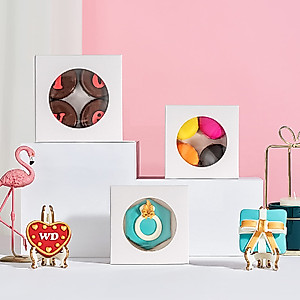 RomanticBaking 50 Pack Single Cookies Boxes 4 3/8" x 4 3/8" x 1 1/5" Bakery Boxes for Wedding Favors Party