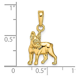 Solid 14k Yellow Gold Boston Terrier Dog Pendant Charm - 20mm x 13mm