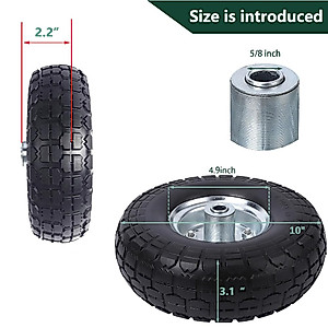 10-Inch Solid Rubber Tire Wheels Replacement 4.10/3.50-4" Tires and Wheels Flat Free Tire for Hand Truck, Wheelbarrow, Gorilla Carts(2-Pack) (Silver)
