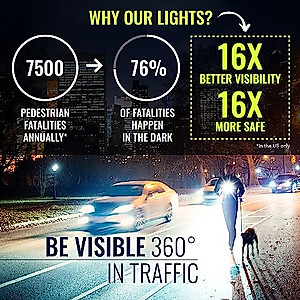 AVANTO Triple Beam Chest Lamp, Original, 500 Lumen LED Night Running Lights for Runners, Dog Walking Light, Long 5-7h Usetime, USB-C Rechargeable Battery, Running Headlamp, Reflective Vest, Yellow