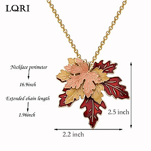 LQRI Maple Leaf Necklace Tri-Color Metal Maple Leaf Pendant Women Long Necklace Canadian Maple Leaves Clothing Accessories