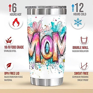 FOCIUZTA 20oz Colorful Watercolor Floral Artistic Tumbler with lid, Travel Coffee Cup, Ideal for Easter, Mother Day, and birthday gifts