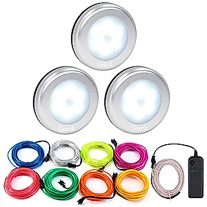 Motion Sensor Night Lights Stair Lights Closet Lights Flexible EL Wire Glow Lighting for Halloween Party Decorations 16.4ft/5m