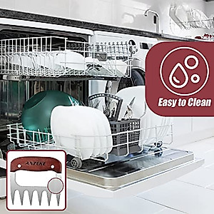 ANZEKE 2pack Meat Handler Shredder Claws,BBQ Pulled Pork Paws for Shredding Handing Carving Food, High-Grade Stainless Steel Metal with Wooden Handle