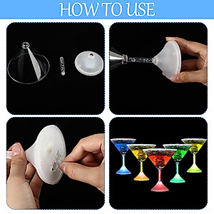 Honeydak 4 Pcs Light up Plastic Martini Cocktail Glasses LED Flashing Martini Drinking Margarita Wine Glasses Acrylic Glow in The Dark Cups for Wedding Birthday Party Favors