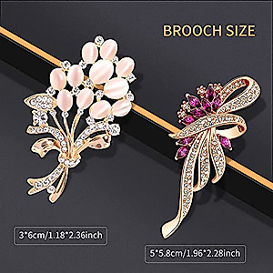 Unaone Brooches for women, Set of 2 Rhinestone brooch pins, Elegant Gold Crystal Floral Wedding Bouquet Brooch