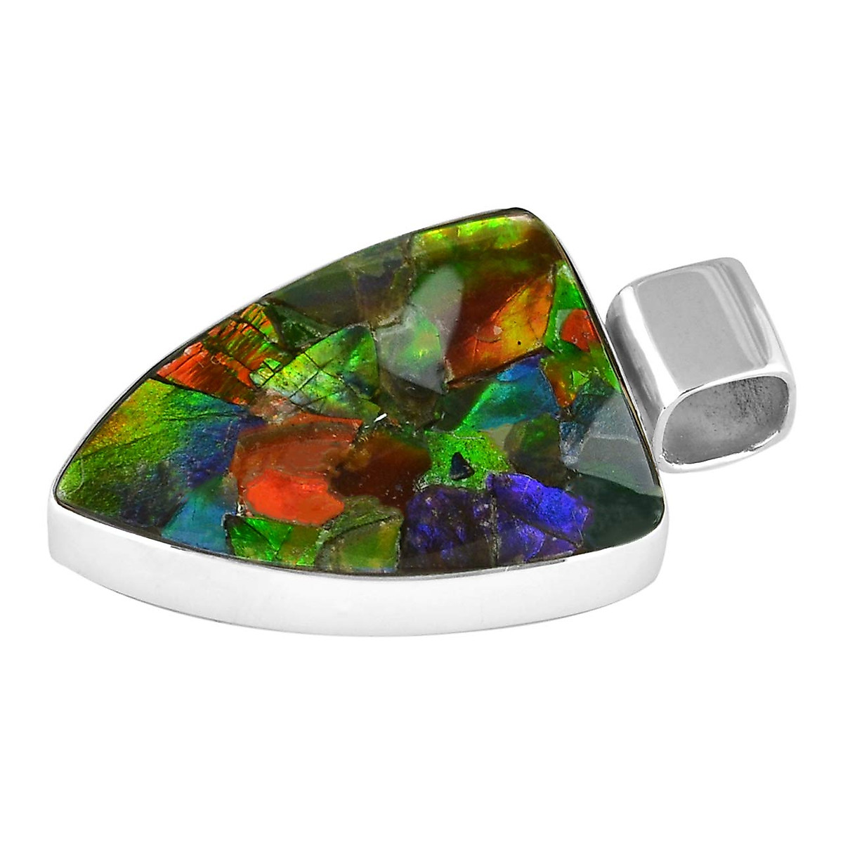 Starborn Ammolite and Sterling Silver Shield Pendant