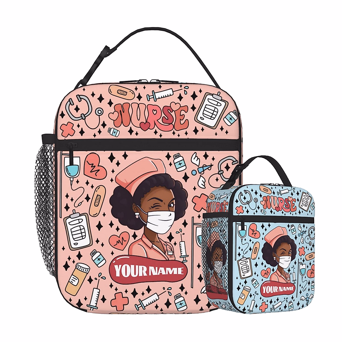 Custom Nurse Lunch Bag, Personalized Nurse Lunch Bags for Work, Customized Lunch Box with Name Text Tote Bag Handbag for Women