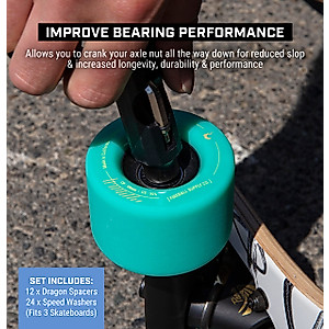 Fireball Dragon Spacers and Washers for Skateboards and Longboards (24 Rings, 12 Spacers) (Silver)