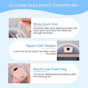 BGAANM Silicone Spill Proof Stopper Set Compatible with Stanley Quencher H2.0 FlowState Tumbler 40oz/ 30oz, Accessories Include 2 Straw Cover Cap, 2 Square Spill Stopper, 2 Round Leak Stopper (Gray)