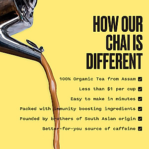 Kolkata Chai Signature Masala Chai mix, 100% Organic Black Tea, Makes 20 cups, Premium loose leaf tea and spice blend, All Natural, 4.23 oz