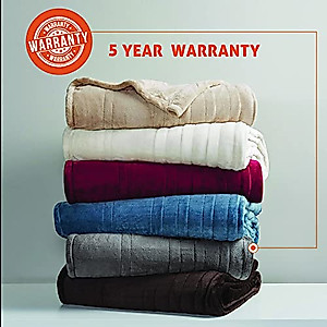 Degrees of Comfort Electric Blanket Queen Size | Heated Blankets with Dual Control | Auto Shut Off, 20 Heating Levels, Machine Washable, Red, 84Wx90L