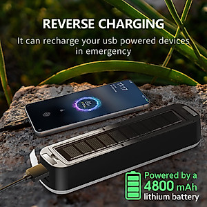 UPFOX Solar Rechargeable Camping Lantern, 4800mAh Power Bank, 1500 Lumens, 4 Light Modes LED Lantern for Car, Home, Outage, Attic, Garage, Backyard and More (Black × 1pcs)