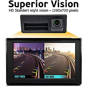 HD 1280x720p Rear Reversing Backup Camera Rearview License Plate Camera Night Vision Ip68 Waterproof Compatible for X5 X1 E39 E53 E82 E88 E84 E90 E91 E92 E93 E60 E61 E70 E71 E72 2002-2011