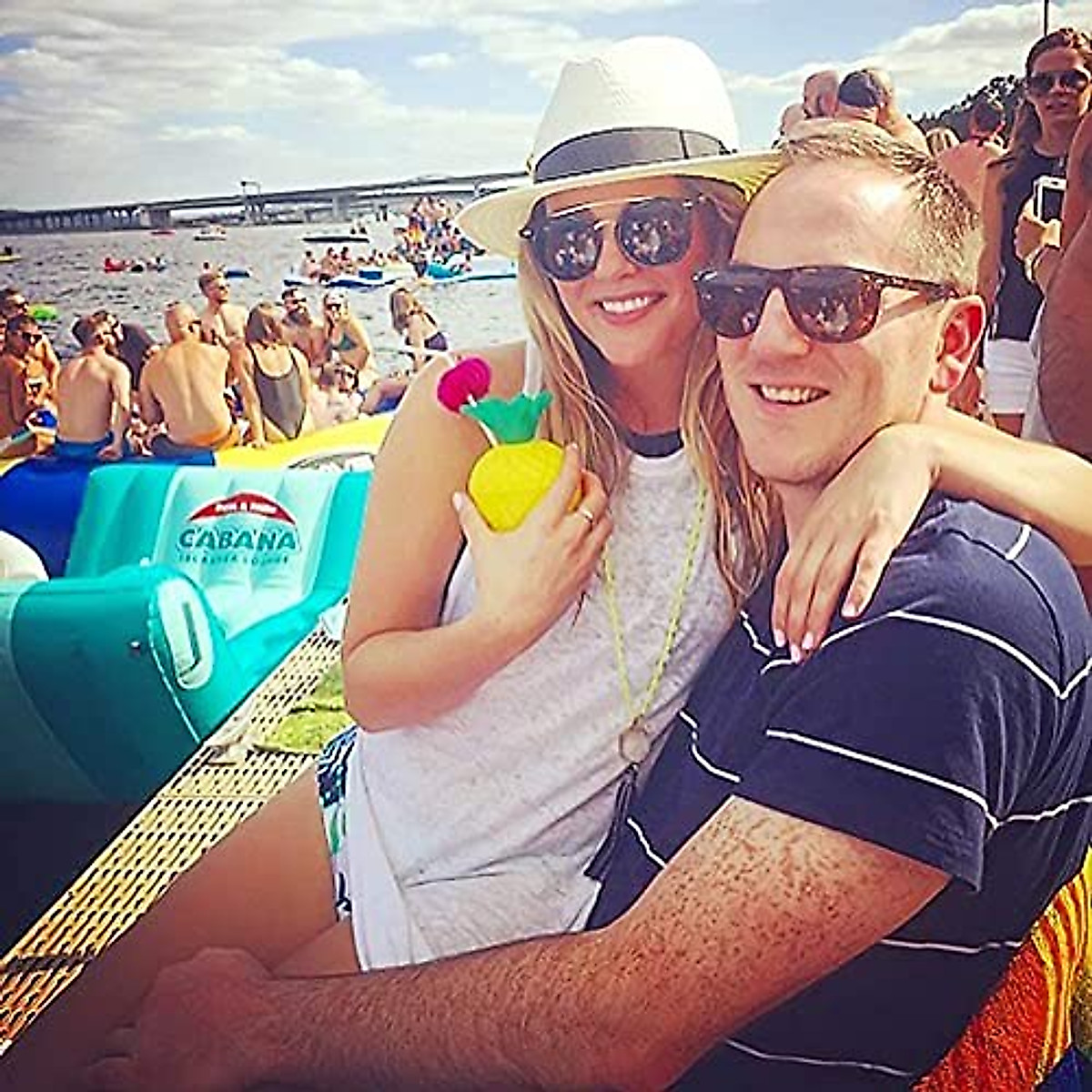 FUTUREPLUSX 2PCS Tropical Paper Garland with 12PCS Plastic Pineapple Cups