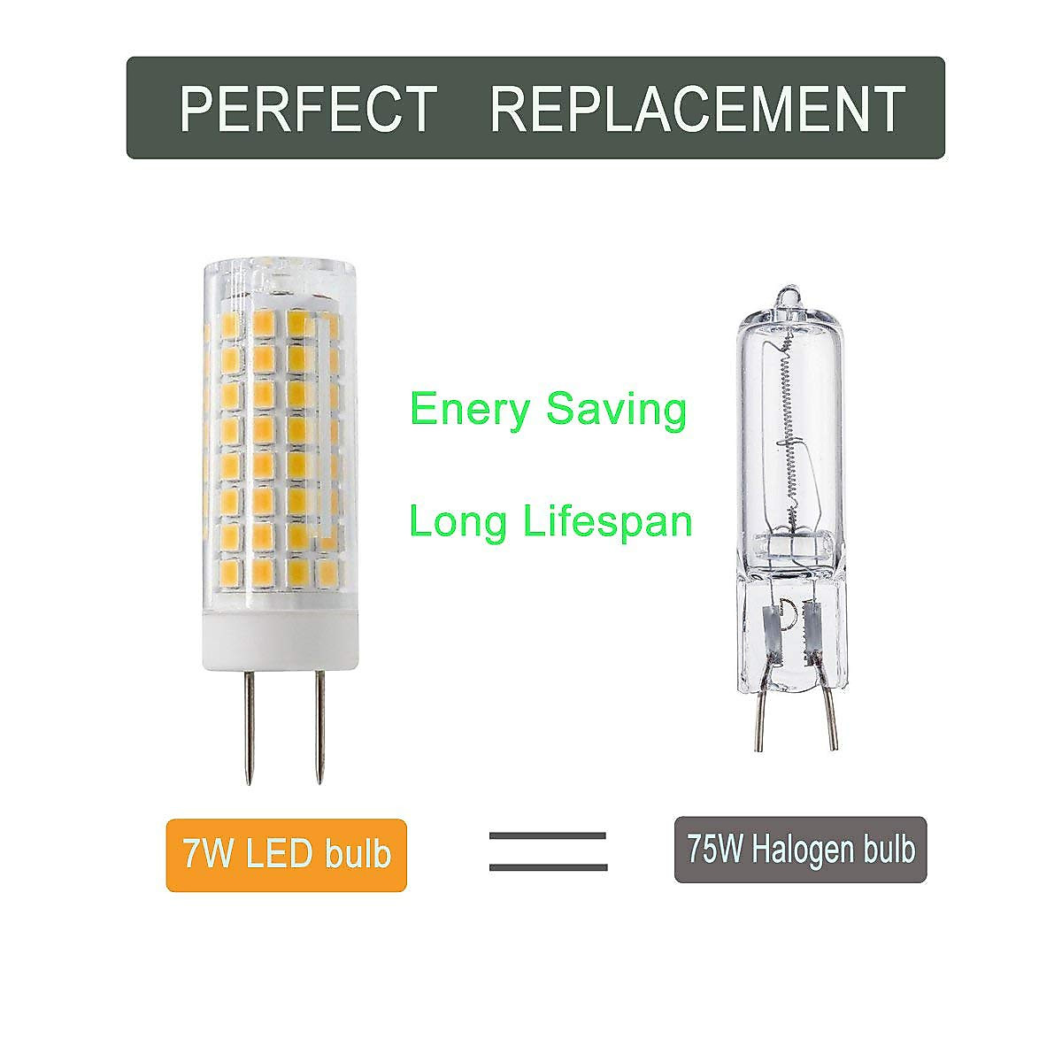 G MGY OLED LED GY8.6 Bulb, 7W T4 G8 LED Bulb, 75W Halogen Bulb Replacement, GY8.6 Bi-pin Base Light Bulb, AC120V, for Under Counter Kitchen Lighting, Light Fitting, 2-Pack (Warm White)