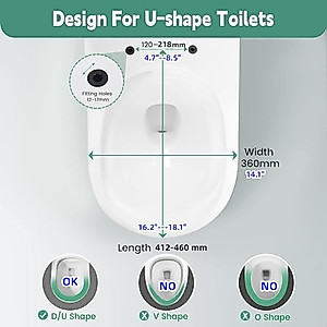 SADALAK Toilet Seat D Shape Soft Close Quick Release Easy Clean Toilet Seat Replacement with Non-Slip Bumpers for Bathroom White
