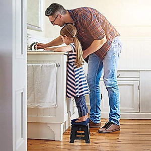 Dyforce Folding Step Stool 9", Durable Kids Heavy Duty Step Stools for Adults, Compact Light-Weight Toddler Step Stool for Kitchen, Bathroom, Holds Up to 300 lbs (Black)