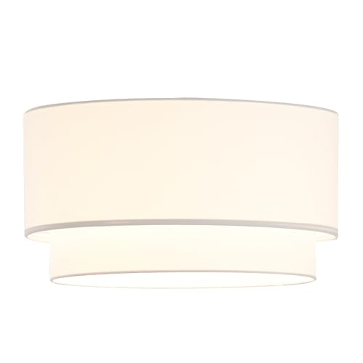 Artiva USA 16.5"X16.5" X 8"H Large Premium Double Drum Linen Shade - Pure White, Fully Assemble, Fit most Arched/Arc Floor Lamp