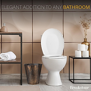 BROOKSTONE, Decorative Metallic Bronze Waste Basket Trash Can - Stylish and Functional Addition to Any Room