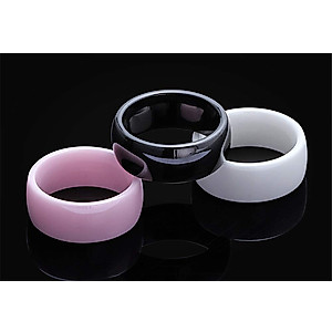 PAURO Women's Ceramic Jewelry High Polished Classic Design Engagement Wedding Band Ring Pink Size 9