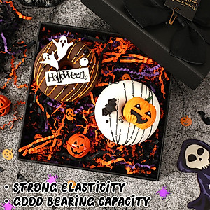 Jansun Halloween Black Orange Purple Crinkle Cut Paper, 115g/4oz Shred Filler with Pumpkin Spider Bat for Gift Wrapping Craft DIY Basket Filling Trick or Treat Candy Decorations