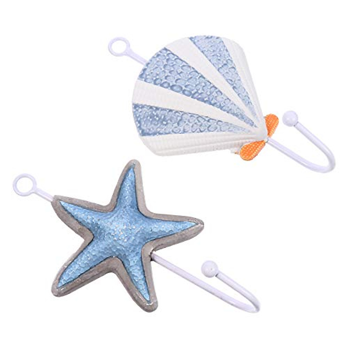 Cabilock 2Pcs Mediterranean Wall Hooks Clothes Hooks Sea Shell Coats Hat Key Rack Towels Hangers Nautical Decorative Hooks for Home Bedroom Beach Coastal Ornaments