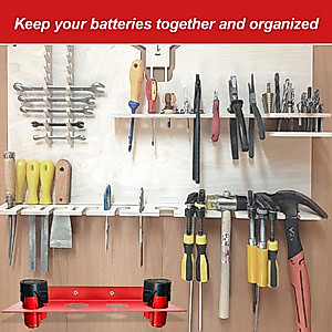 JEEJINYAN 2Pcs Battery Holder for Milwaukee M12 Battery, Storage Tools for Milwaukee Battery, Four as a Group Milwaukee Battery Holder, Red (Red)