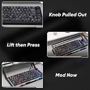 MONSGEEK M1 V5 Aluminum Mechanical Keyboard 75% Topographic Theme Quick Release Gaming Keyboard with Knob, 8000 mAH RGB Hot-swappable Black Custom with Side-Printed Keycaps Pre lubed Piano Switch
