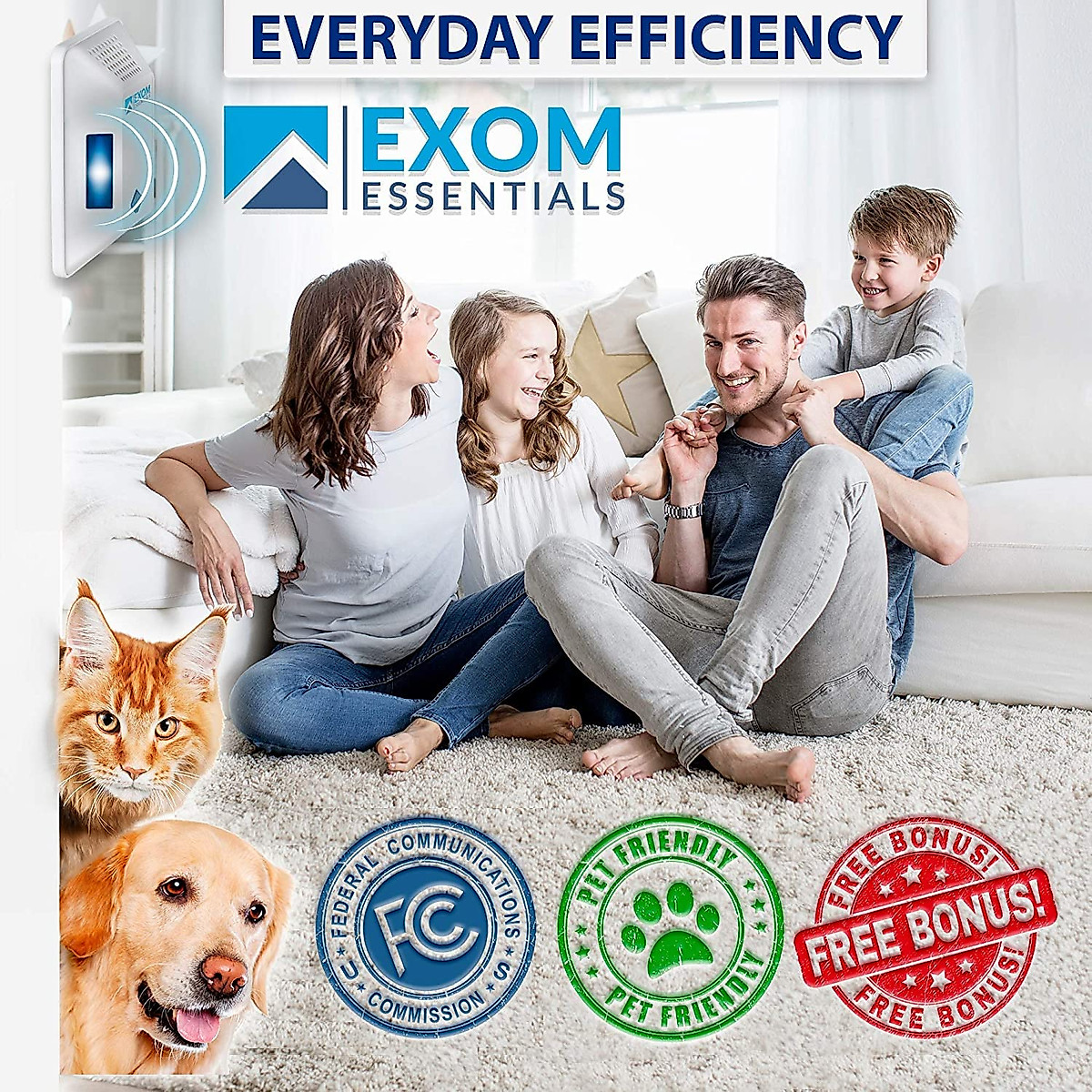 ES-2, Ultrasonic Pest Repeller - Electronic & Ultrasound, Indoor Plug-in Repellent - Get rid of - Rodents, Mice, Squirrels, Bats, Insects, Bed Bugs, Ants, Fleas, Spiders, Roaches (Light Blue, 2Pack)