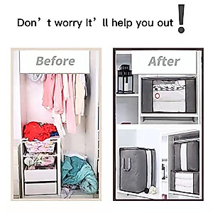 Large Capacity Clothes Storage Bag Organizer Reinforced Handle Thick Fabric for Comforters, Blankets, Bedding, Foldable with Sturdy Zipper, Clear Window, 3 Pack, 56L, Grey