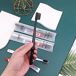 Disposable Toothbrushes with Toothpaste Individually Wrapped, 30 Pack Travel Toothbrushes with Toothpaste Bulk, 10g Travel Toothpaste, Manual Toothbrush Kit for Homeless Hotel Guest(Black,White)