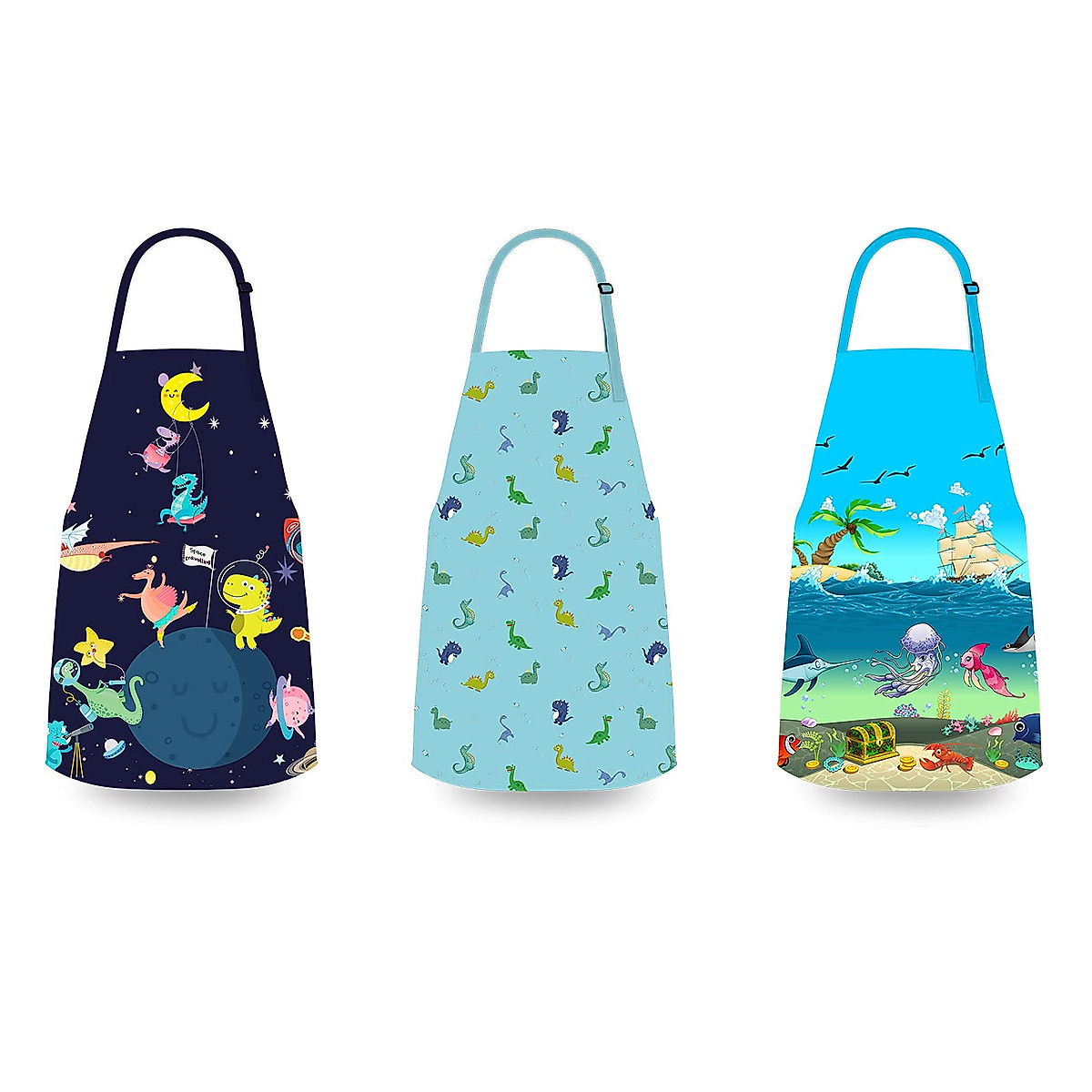 DEABOLAR Kids Apron for Boys, Unisex Apron With Adjustable Neck strap, Kitchen Bib Apron for Cooking Painting Baking