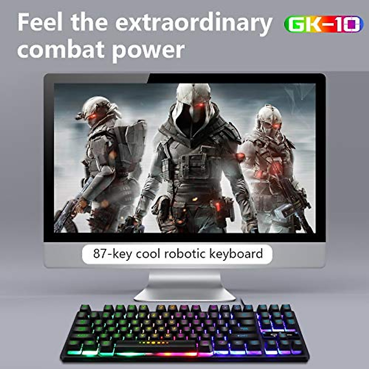 GK-10 Luminous Characters Through 87-key Gaming Keyboard