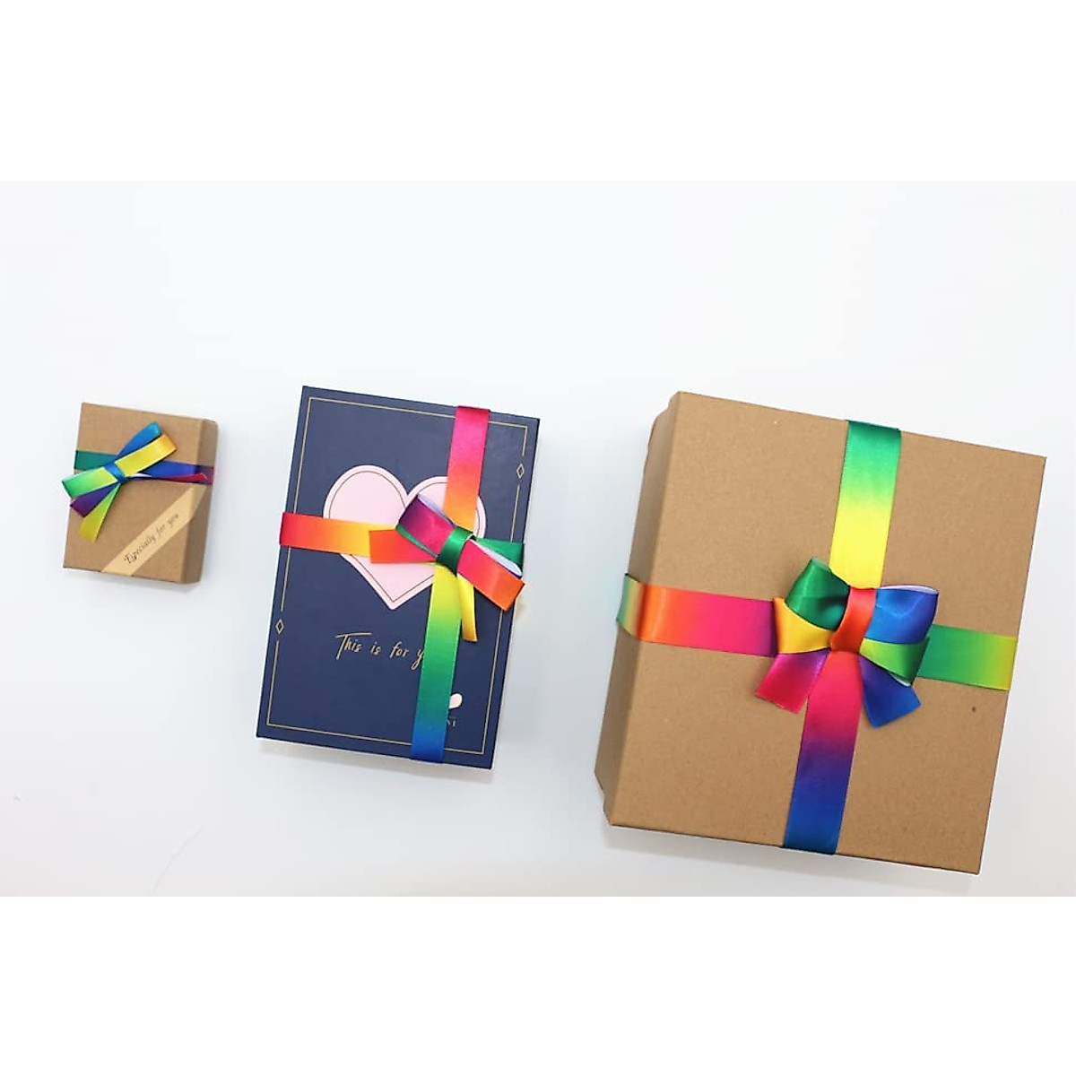 Aertai Wide Single Face Shiny Rainbow Satin Ribbon Roll, 2 inchxContinuous 25 Yards, Ribbon for Gift Wrapping, Wedding Decor & DIY Bow Making (2''x25 Yards)