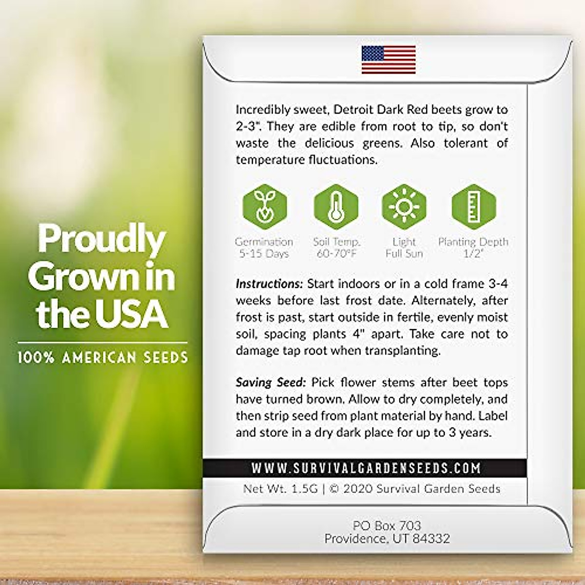 Survival Garden Seeds - Detroit Dark Red Beet Seed for Planting - Packet with Instructions to Plant and Grow Delicious Root Vegetables in Your Home Vegetable Garden - Non-GMO Heirloom Variety